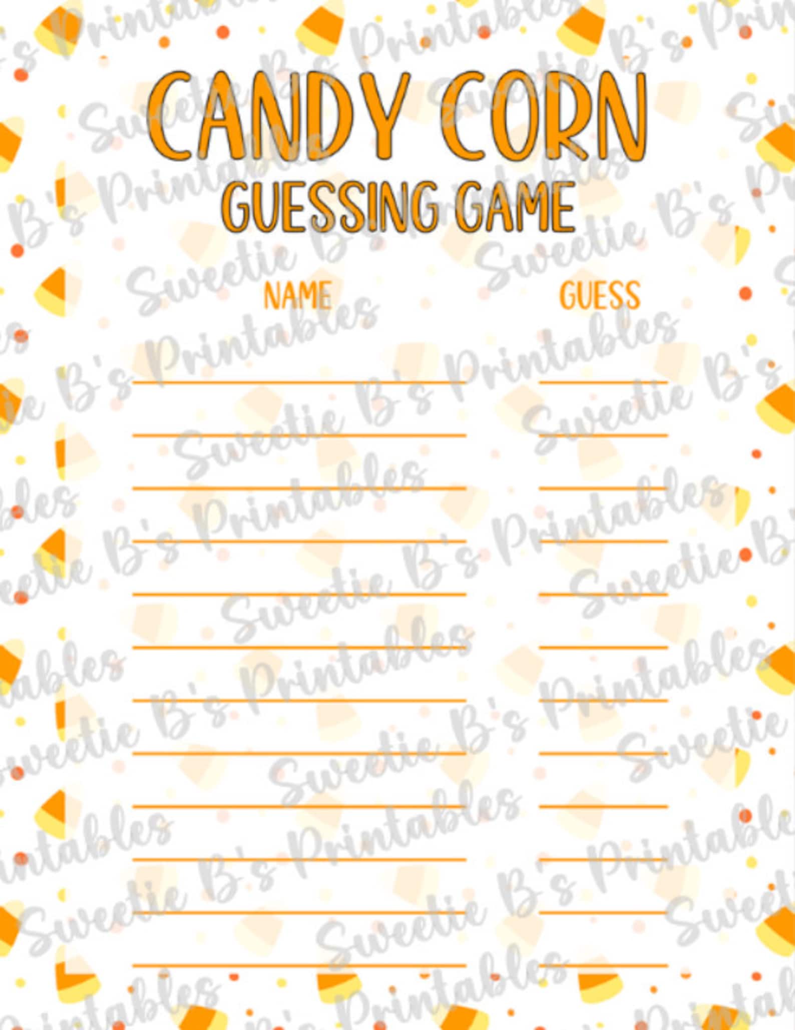INSTANT DOWNLOAD Guess How Many Candy Corn Printable - Autumn Guessing ...