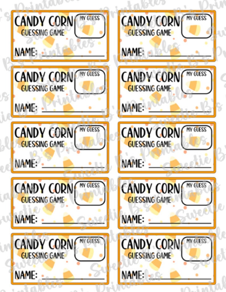 INSTANT DOWNLOAD Guess How Many Candy Corn Printable - Autumn Guessing ...