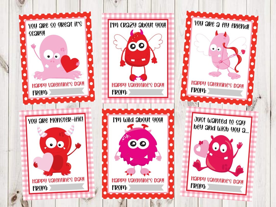 INSTANT DOWNLOAD - Monster Valentine Card Printable - Kids Printable ...