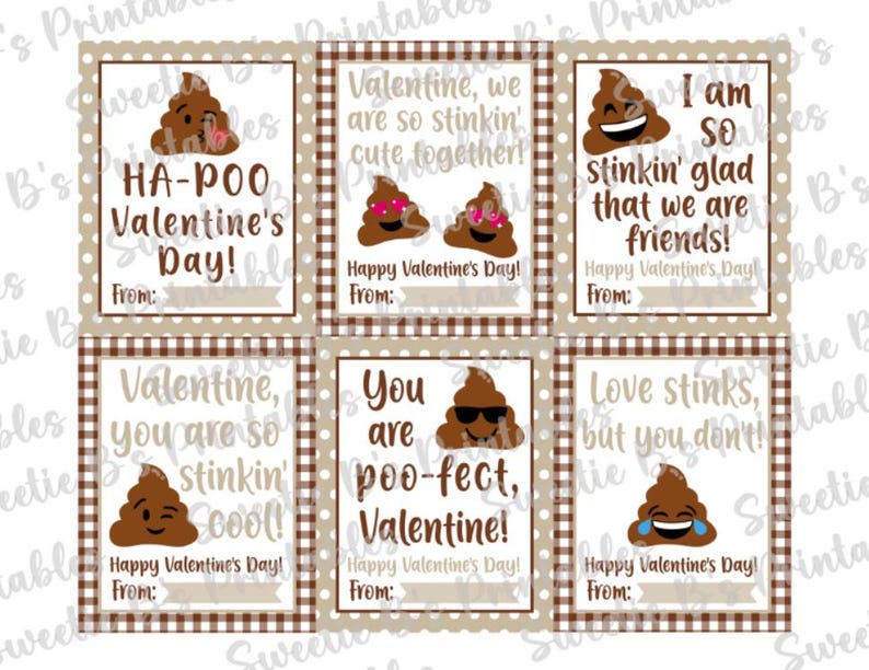 INSTANT DOWNLOAD - Poop Valentine Card Printable - Kids Printable ...
