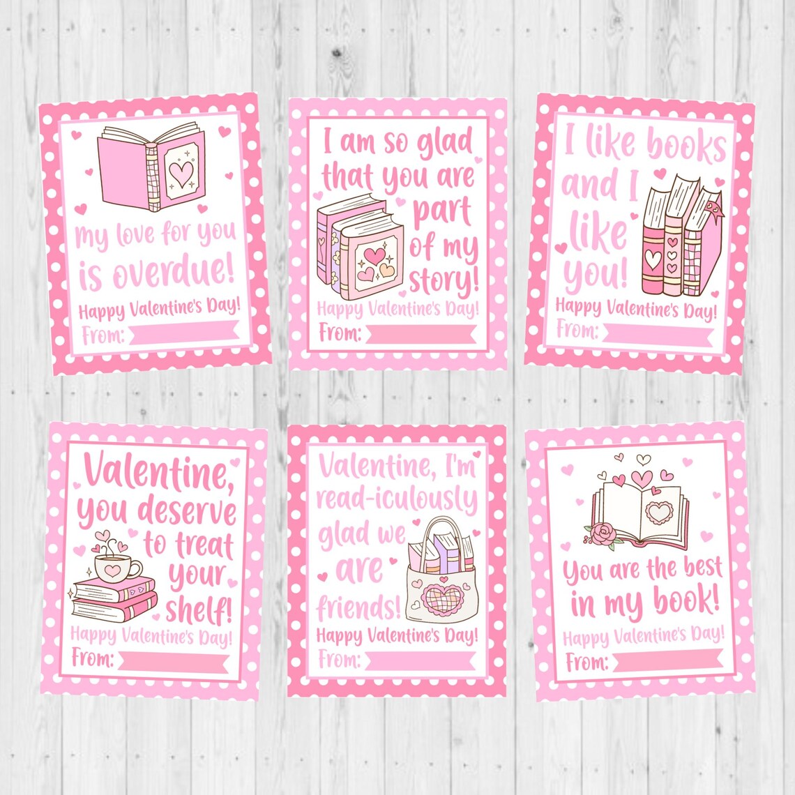 INSTANT DOWNLOAD - Book Lover Valentine Card Printable - Kids Printable ...