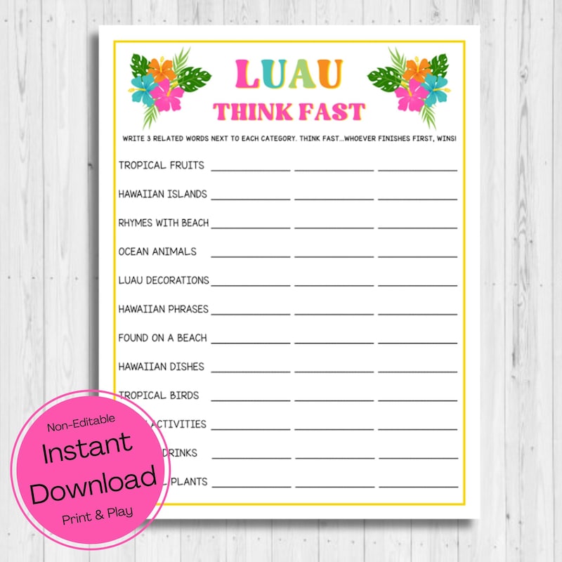 Luau Games - Etsy