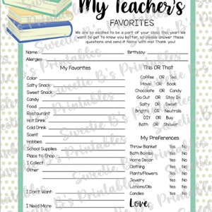 INSTANT DOWNLOAD - Teacher Appreciation Survey Printable - Teacher ...