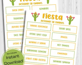INSTANT DOWNLOAD Cinco De Mayo Pictionary or Charades Printable - Cinco ...