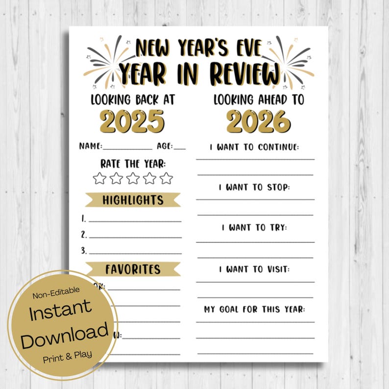 INSTANT DOWNLOAD - All About My 2025 Printable - Year in Review ...