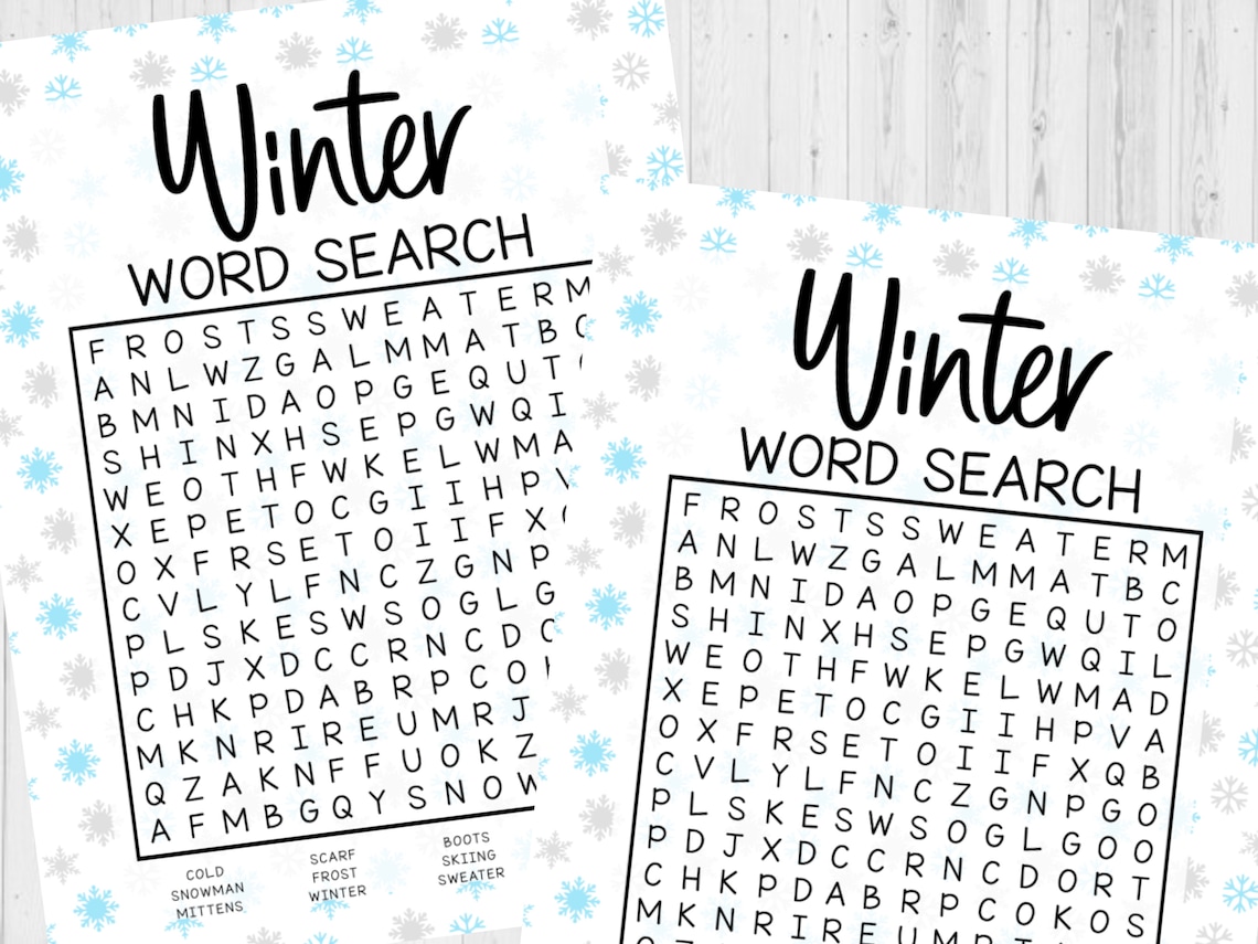 INSTANT DOWNLOAD Winter Word Search Printable - Winter Game Printable ...