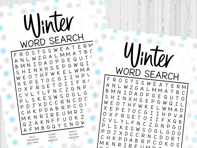 INSTANT DOWNLOAD Winter Word Search Printable - Winter Game Printable ...