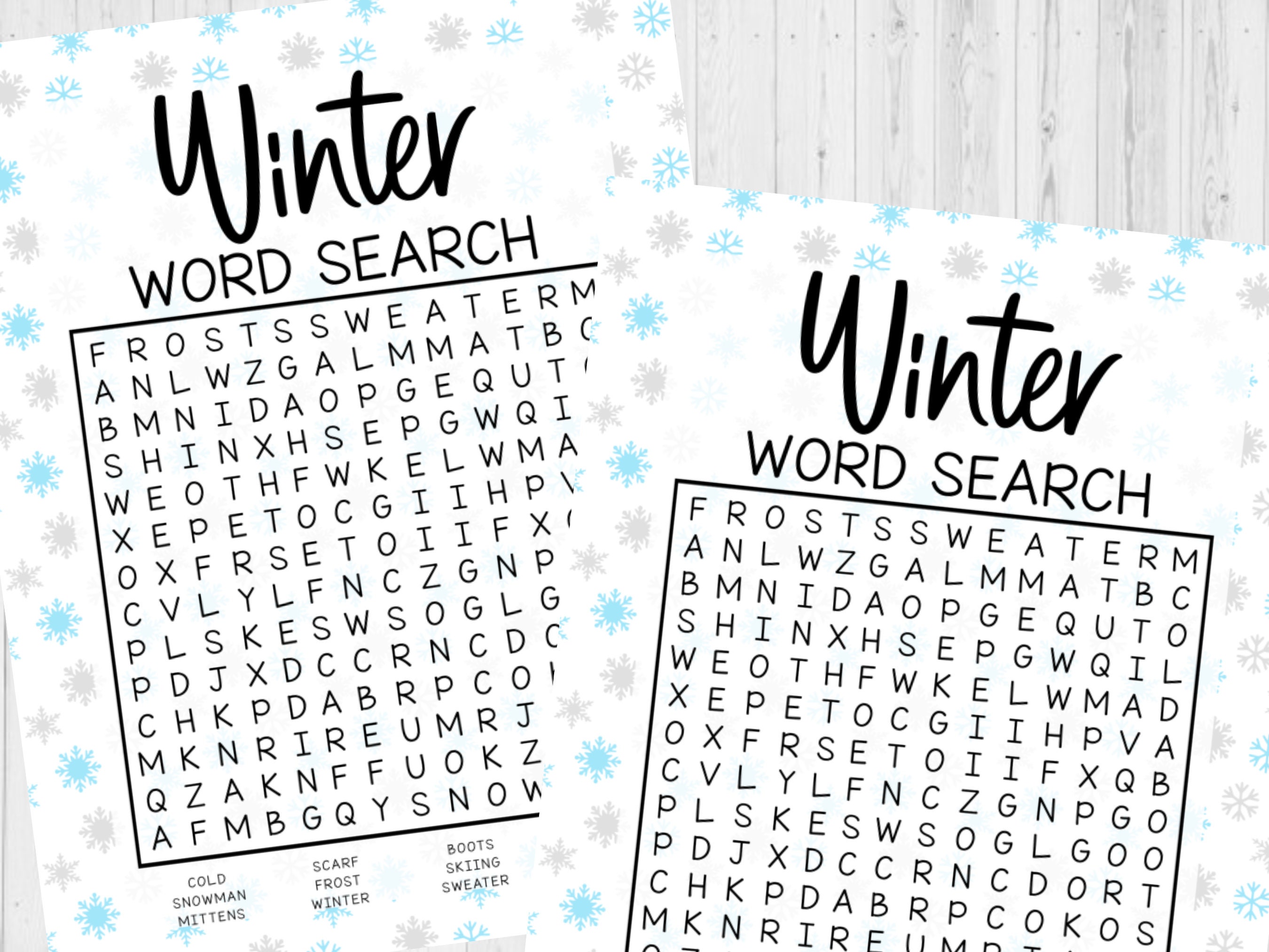 INSTANT DOWNLOAD Winter Word Search Printable - Winter Game Printable ...