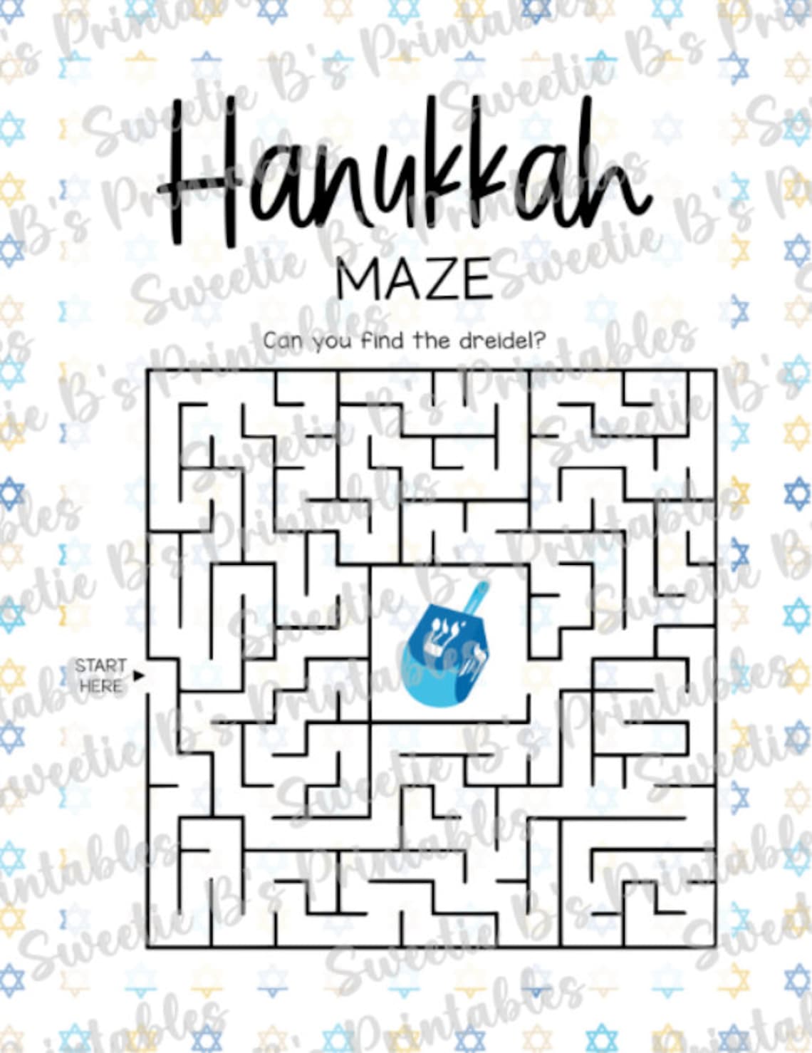 INSTANT DOWNLOAD Hanukkah Maze Printable - Hanukkah Game Printable ...