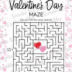 INSTANT DOWNLOAD Valentine's Day Maze Printable - Valentine's Day Game ...