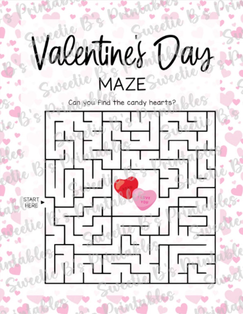 INSTANT DOWNLOAD Valentine's Day Maze Printable - Valentine's Day Game ...
