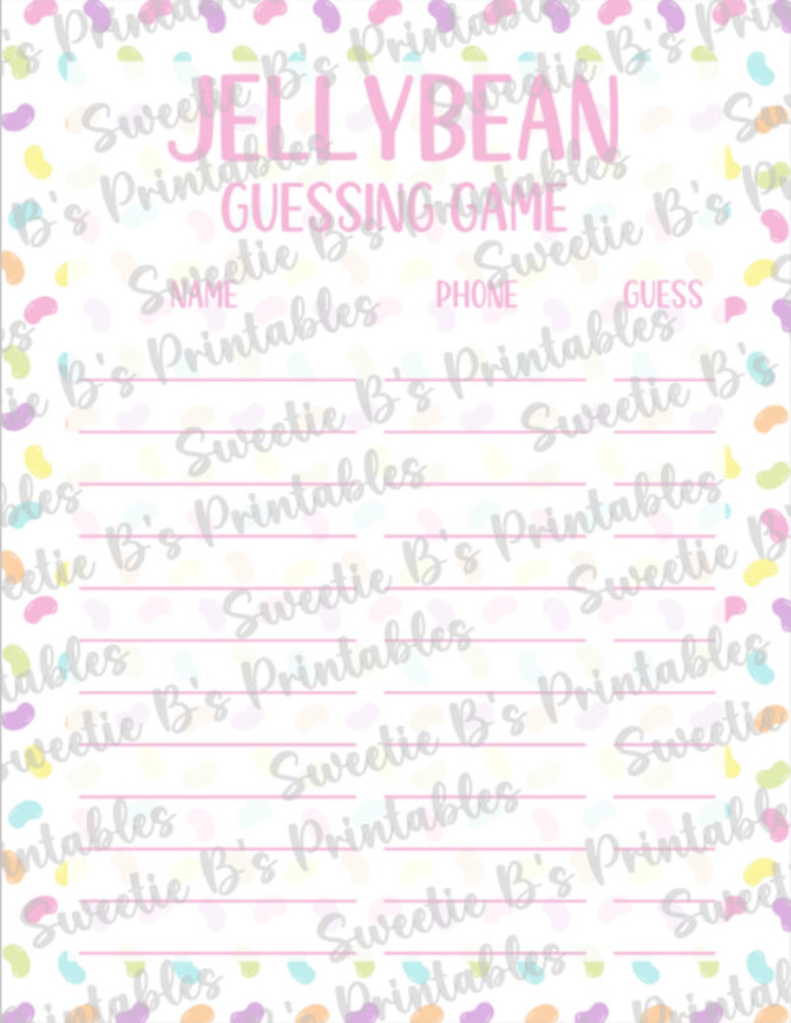 INSTANT DOWNLOAD Guess How Many Jellybeans Printable - Easter Guessing ...