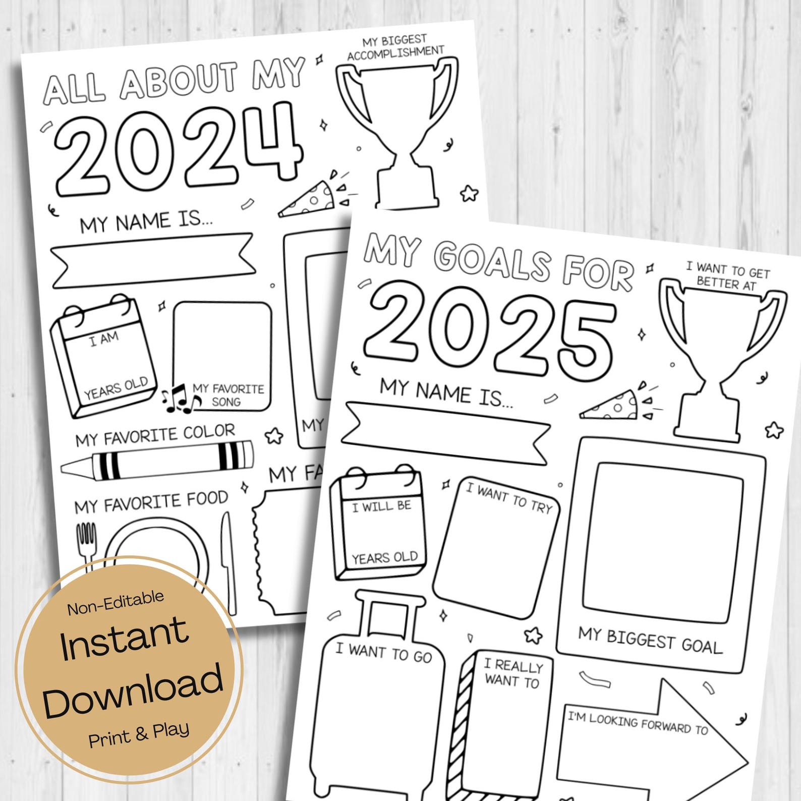 INSTANT DOWNLOAD - All About My 2024 Printable - My Goals for 2025 ...