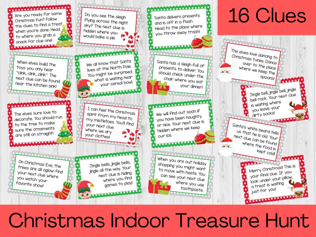 INSTANT DOWNLOAD Christmas Treasure Hunt Printable - Christmas Game ...
