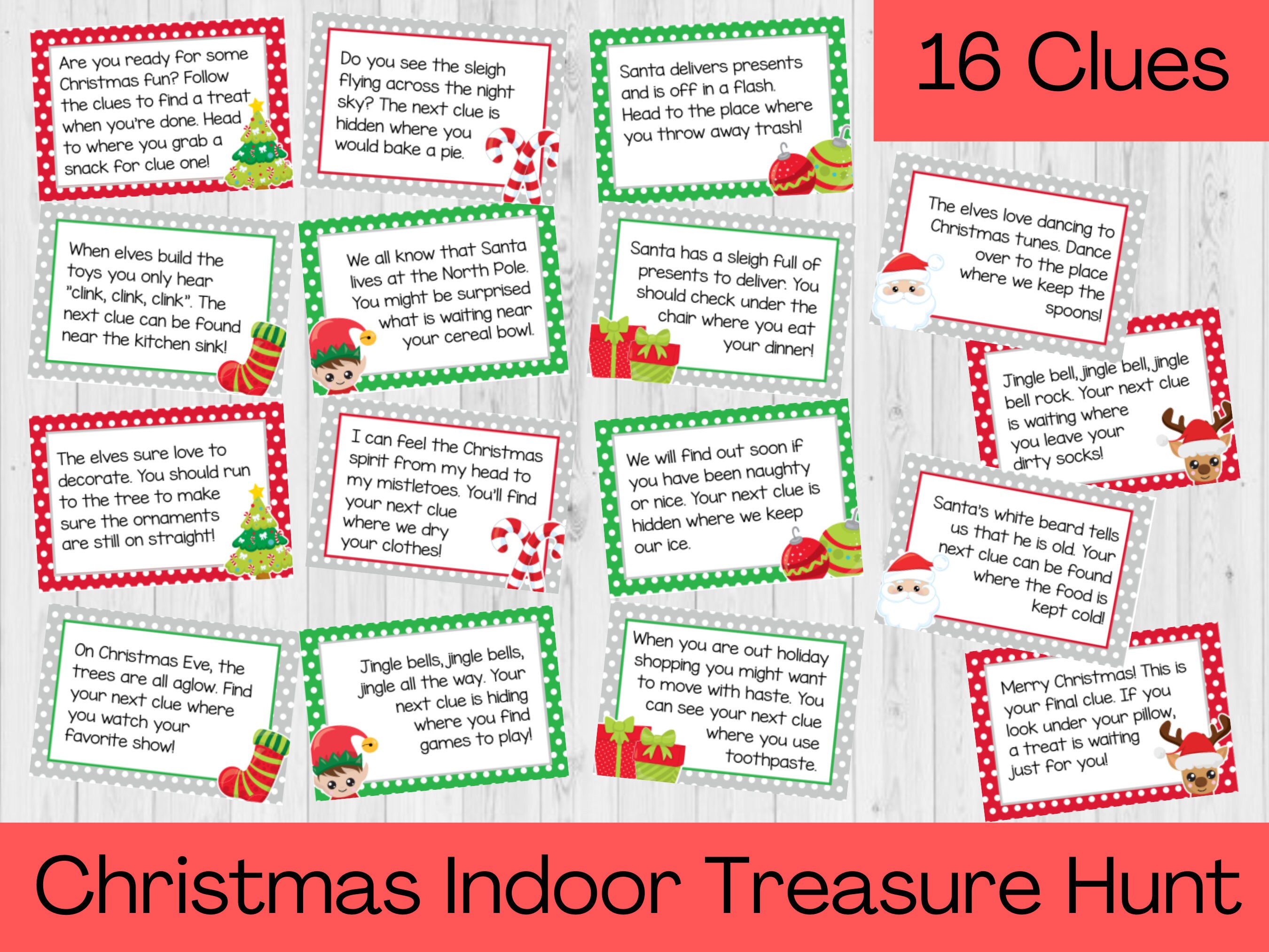 INSTANT DOWNLOAD Christmas Treasure Hunt Printable - Christmas Game ...
