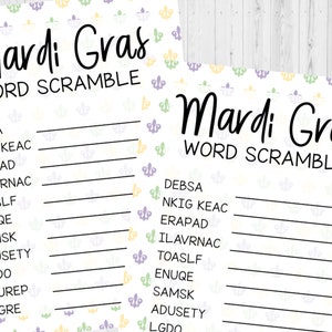 INSTANT DOWNLOAD Mardi Gras Word Scramble Game Printable - Mardi Gras ...