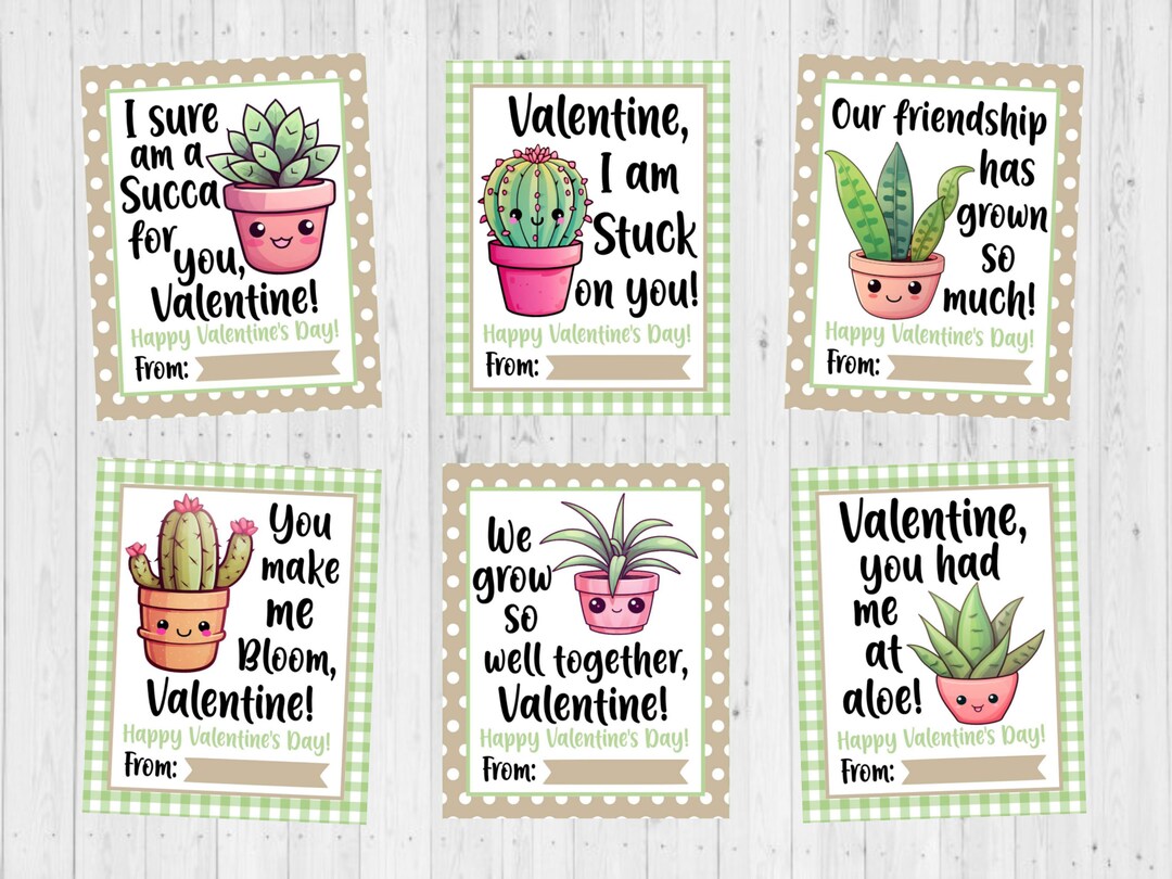 INSTANT DOWNLOAD - Cactus Valentine Card Printable - Kids Printable ...