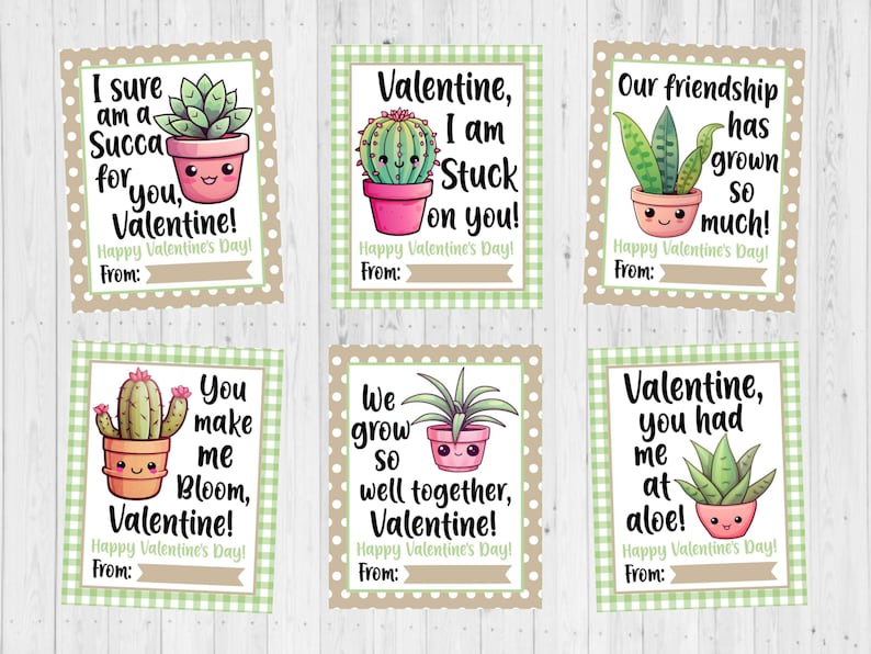 INSTANT DOWNLOAD - Cactus Valentine Card Printable - Kids Printable ...