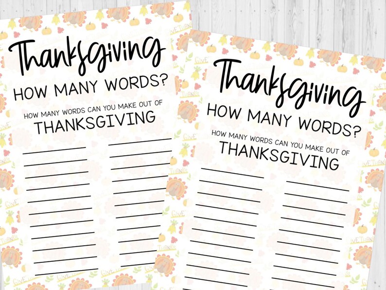 INSTANT DOWNLOAD Thanksgiving How Many Words Game Printable ...