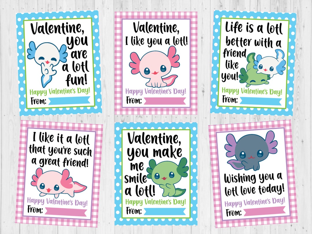INSTANT DOWNLOAD - Axolotl Valentine Card Printable - Kids Printable ...