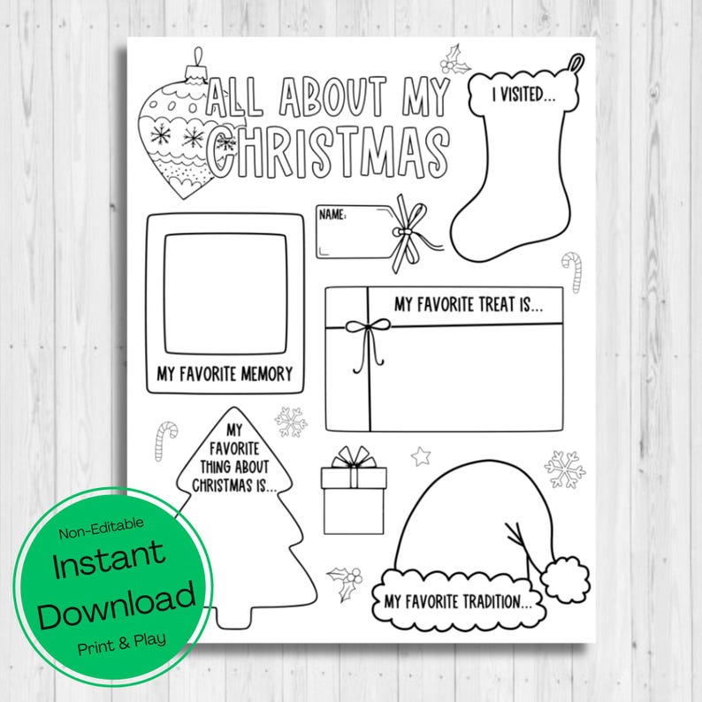 INSTANT DOWNLOAD - All About My Christmas Printable - Classroom Holiday ...