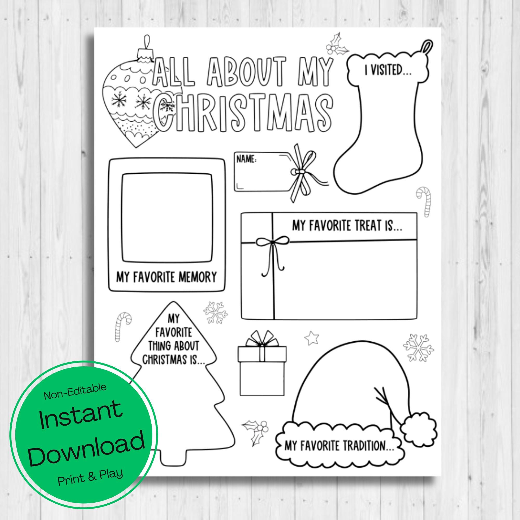 INSTANT DOWNLOAD - All About My Christmas Printable - Classroom Holiday ...