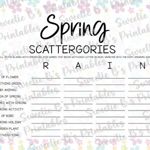 INSTANT DOWNLOAD Spring Scattergories Printable Game - Spring Game ...