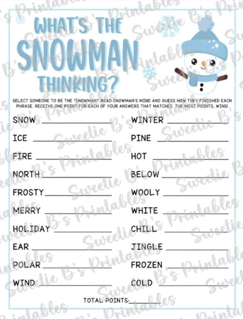 INSTANT DOWNLOAD Winter Finish the Phrase Game Printable - Holiday Game ...