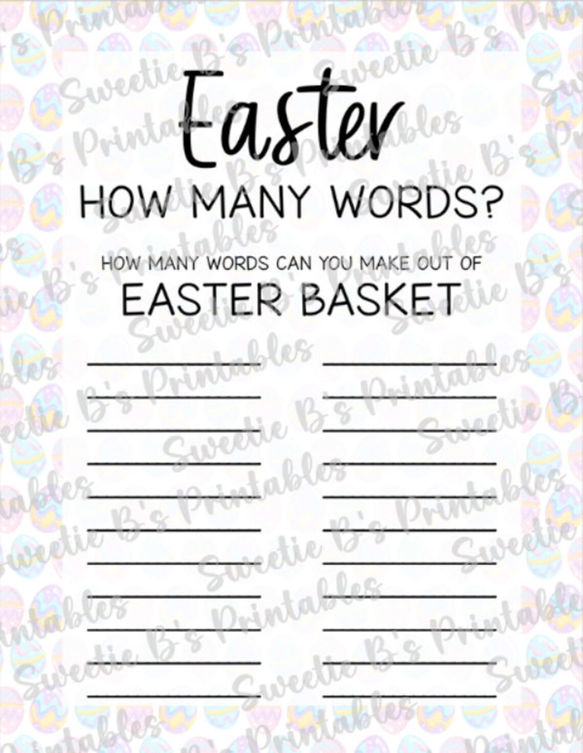 INSTANT DOWNLOAD Easter How Many Words Game Printable Easter Game ...