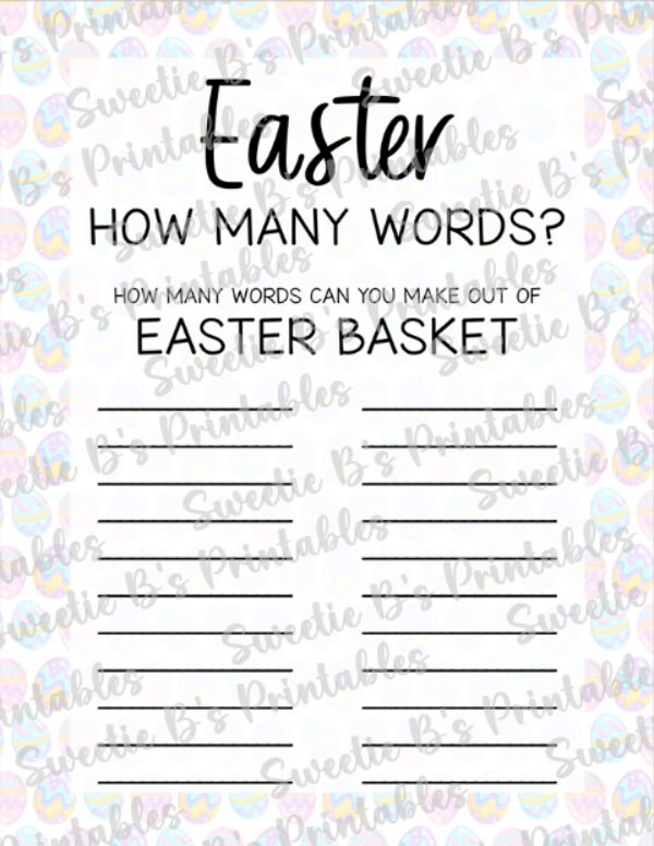 INSTANT DOWNLOAD Easter How Many Words Game Printable - Easter Game ...