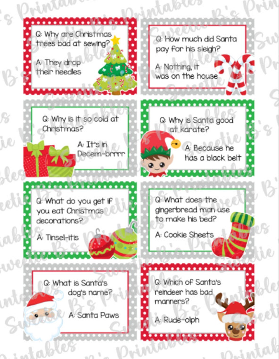 INSTANT DOWNLOAD Christmas Lunchbox Jokes Notes Printable Bundle Kids ...