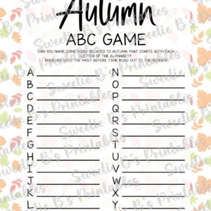 INSTANT DOWNLOAD Autumn ABC Game Printable - Autumn Game Printable ...