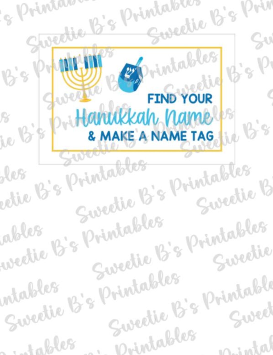 INSTANT DOWNLOAD What's Your Hanukkah Name Printable - Holiday Party ...