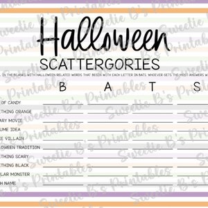 INSTANT DOWNLOAD Halloween Scattergories Printable Game - Halloween ...