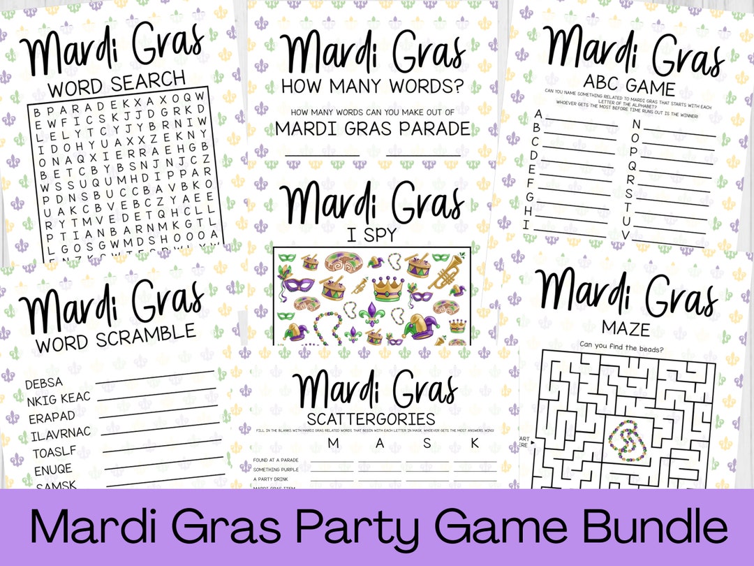 INSTANT DOWNLOAD Mardi Gras Activity Sheet Printable - Mardi Gras Game ...