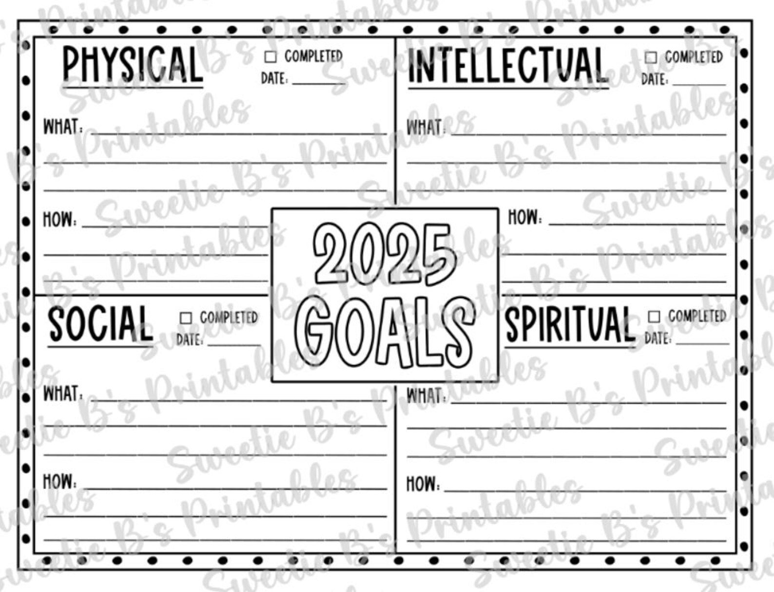 INSTANT DOWNLOAD - 2025 Goals Worksheet Printable - Yearly Goals ...