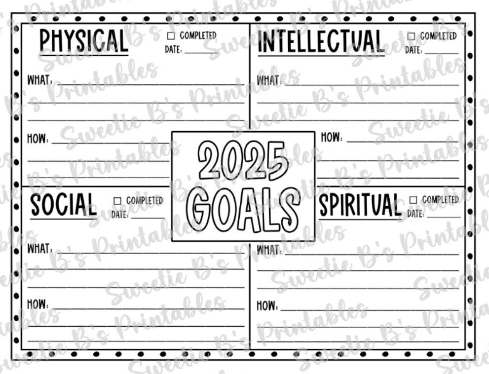 INSTANT DOWNLOAD - 2025 Goals Worksheet Printable - Yearly Goals ...