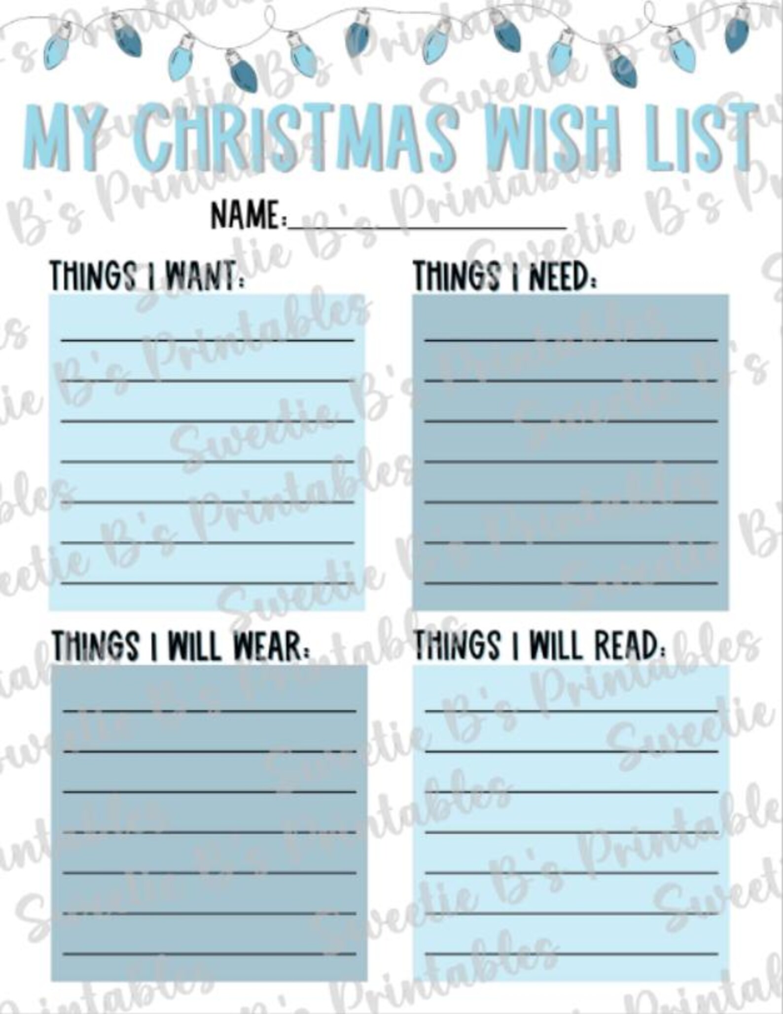 INSTANT DOWNLOAD Christmas Wish List Printable - Something You Want ...