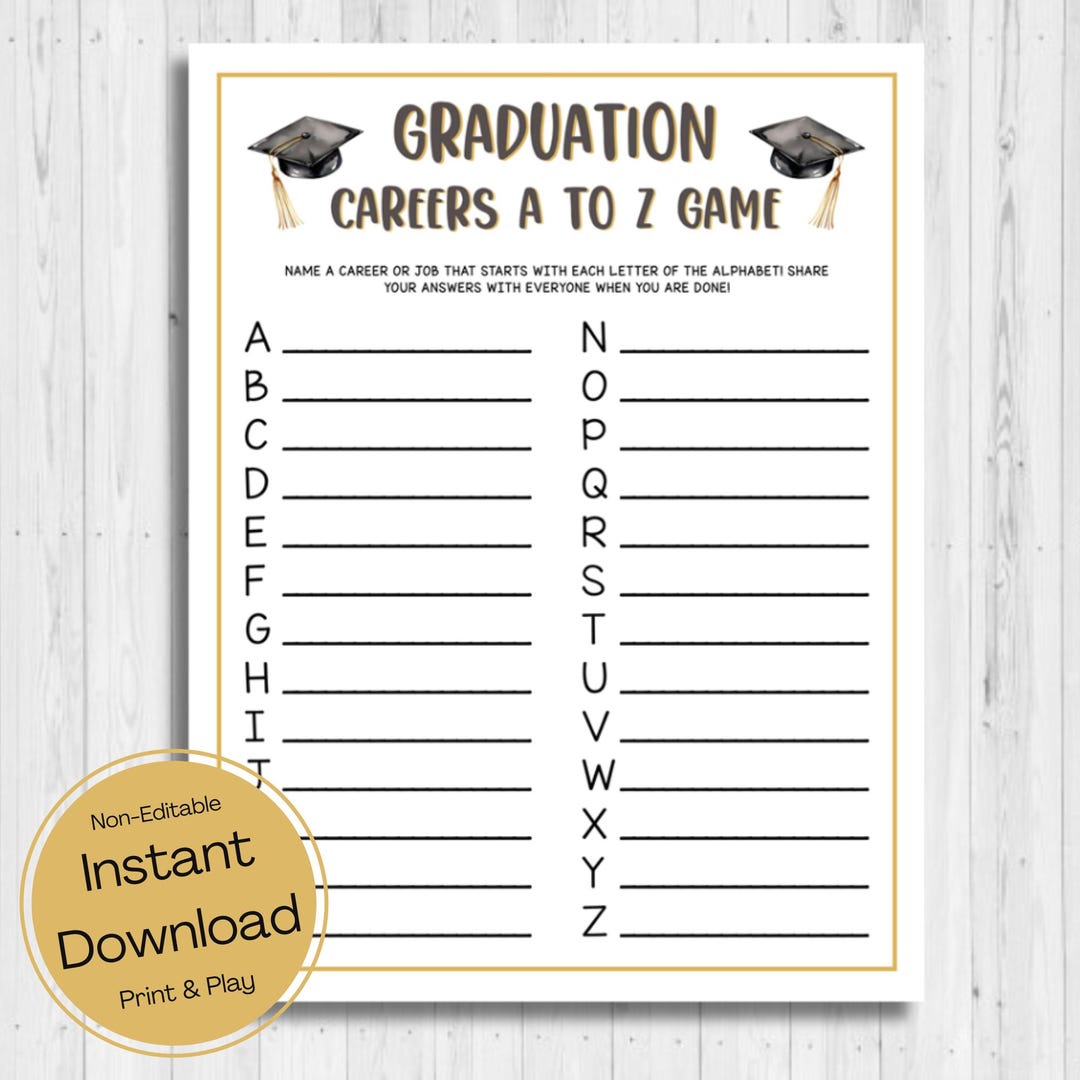 INSTANT DOWNLOAD Graduation A to Z Game Printable - Graduation Game ...