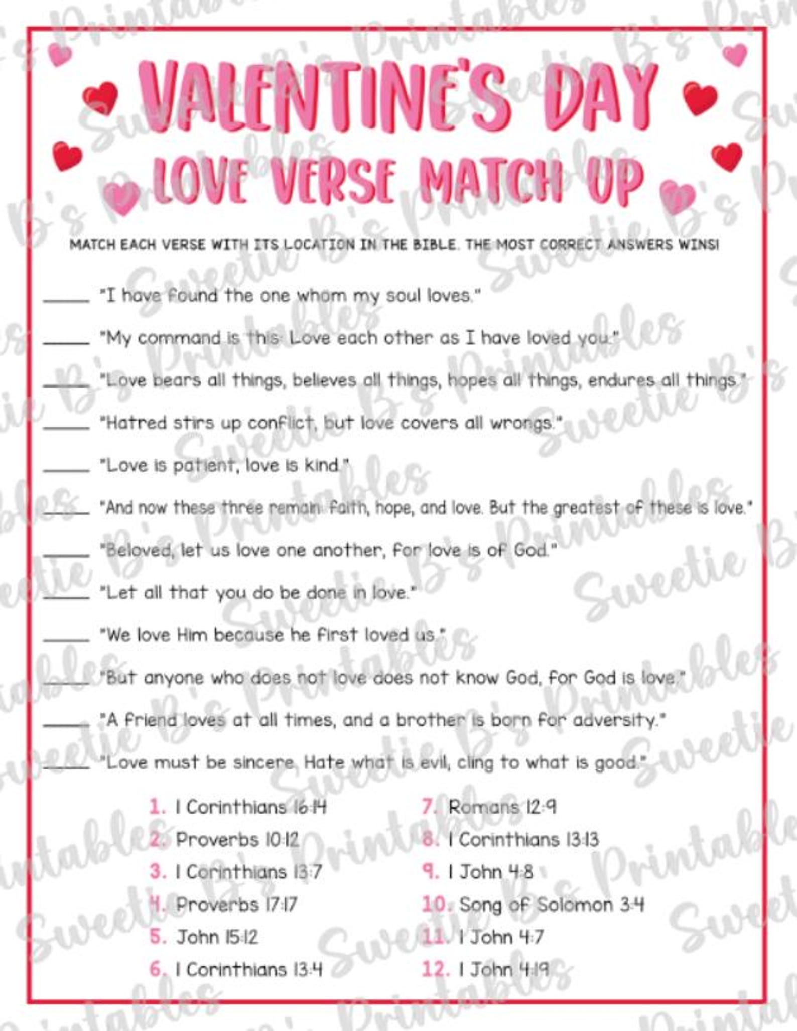 INSTANT DOWNLOAD Valentine's Day Bible Verse Trivia Game Printable ...