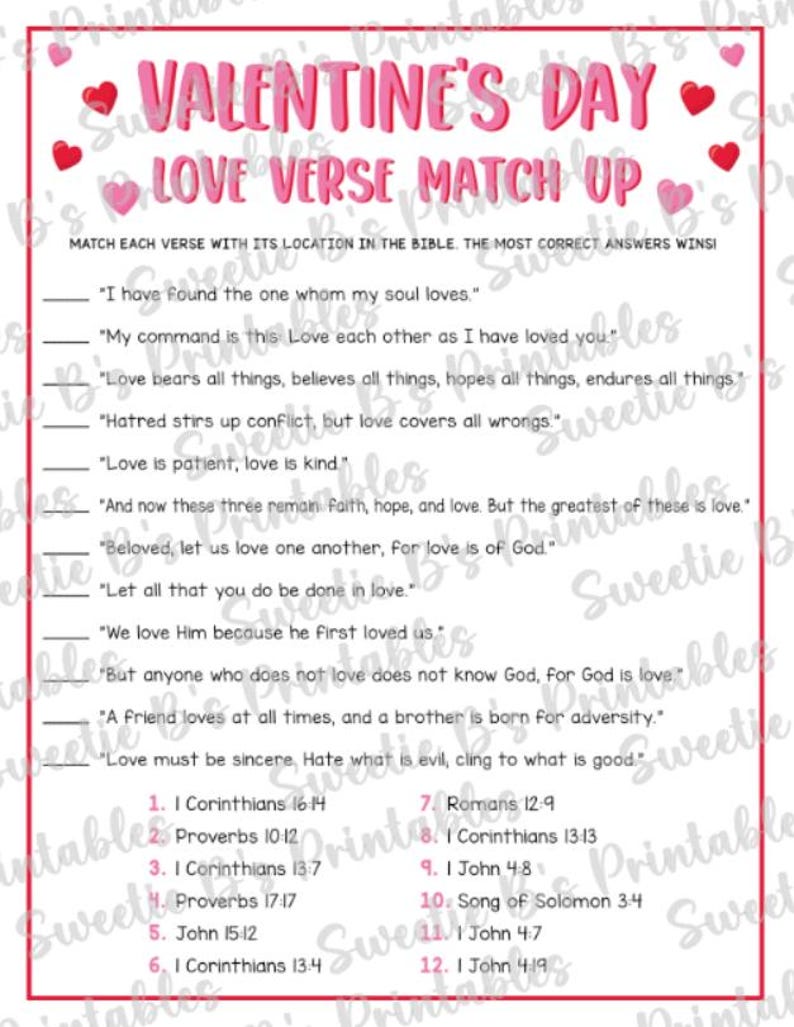 INSTANT DOWNLOAD Valentine's Day Bible Verse Trivia Game Printable ...
