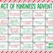 INSTANT DOWNLOAD Christmas Act of Kindness Advent Printable - Holiday ...