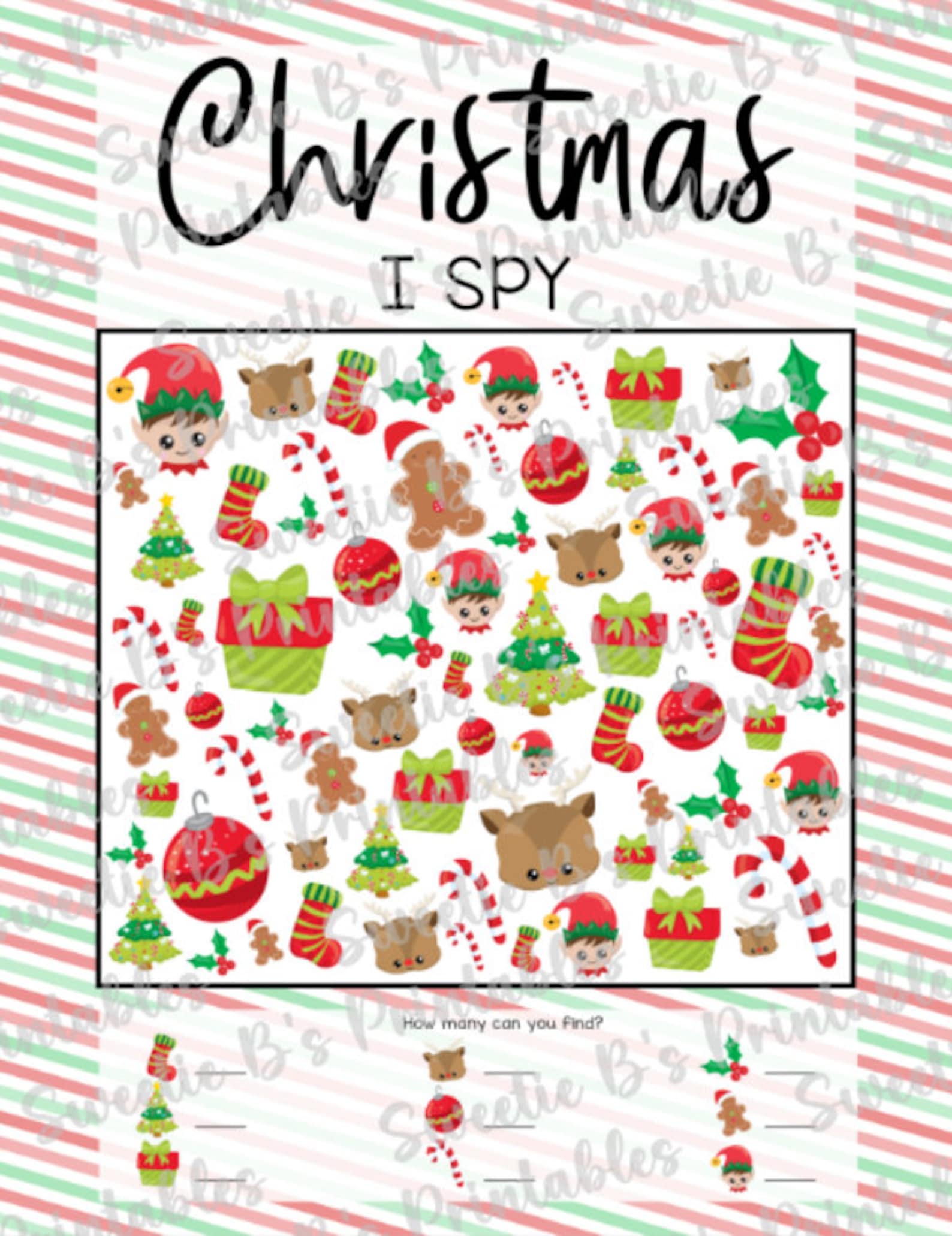 INSTANT DOWNLOAD Christmas I Spy Printable - Christmas Game Printable ...