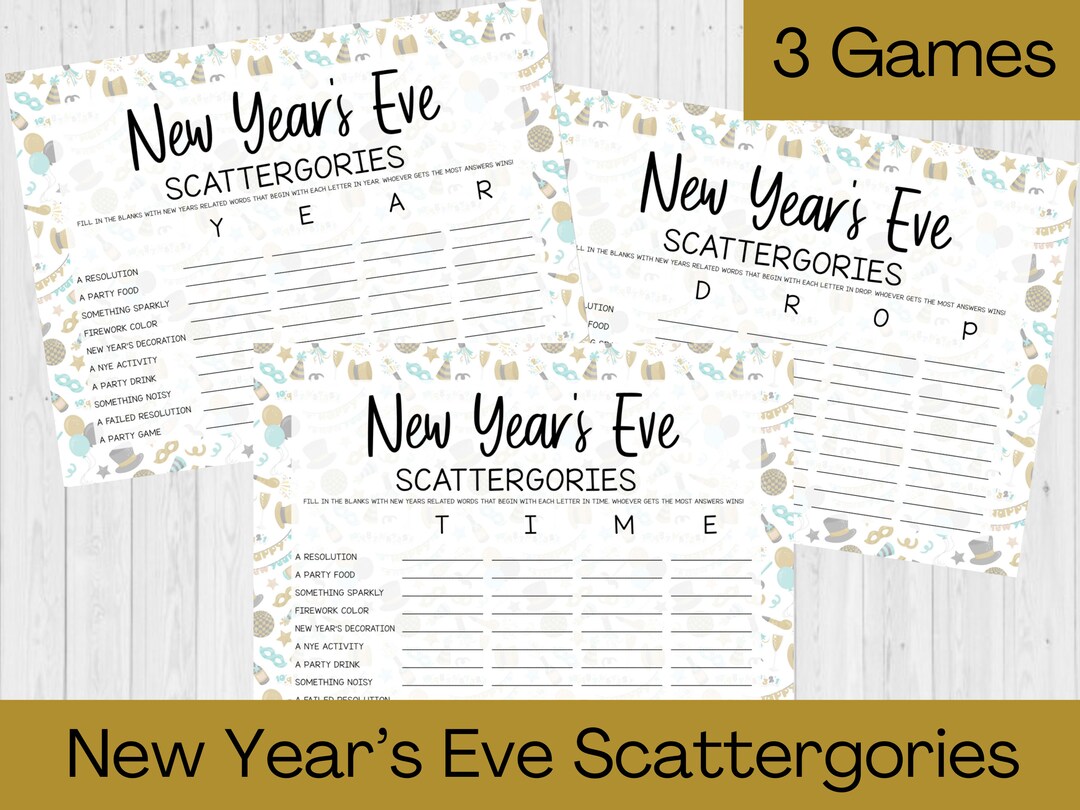 INSTANT DOWNLOAD New Year's Eve Scattergories Printable Game Bundle ...