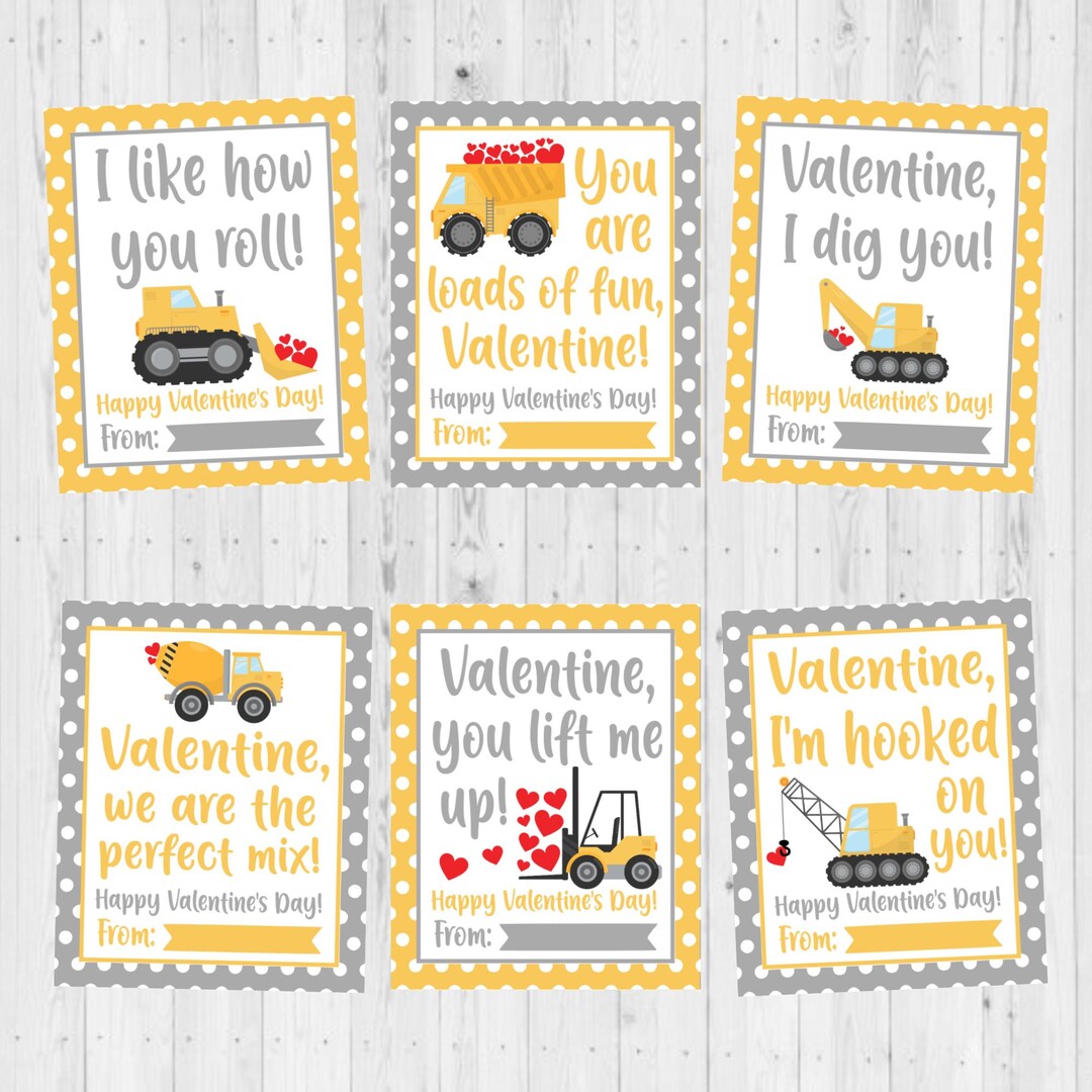 INSTANT DOWNLOAD - Construction Valentine Card Printable - Kids ...