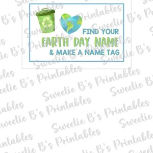 INSTANT DOWNLOAD What's Your Earth Day Name Printable - Earth Day Party ...