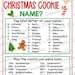 INSTANT DOWNLOAD What's Your Christmas Cookie Name Printable Holiday ...