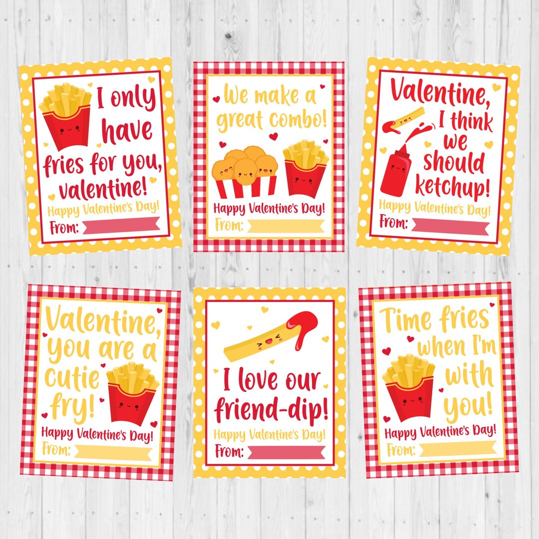 INSTANT DOWNLOAD - French Fry Valentine Card Printable - Kids Printable ...