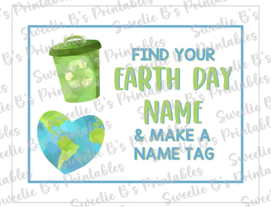 INSTANT DOWNLOAD What's Your Earth Day Name Printable - Earth Day Party ...