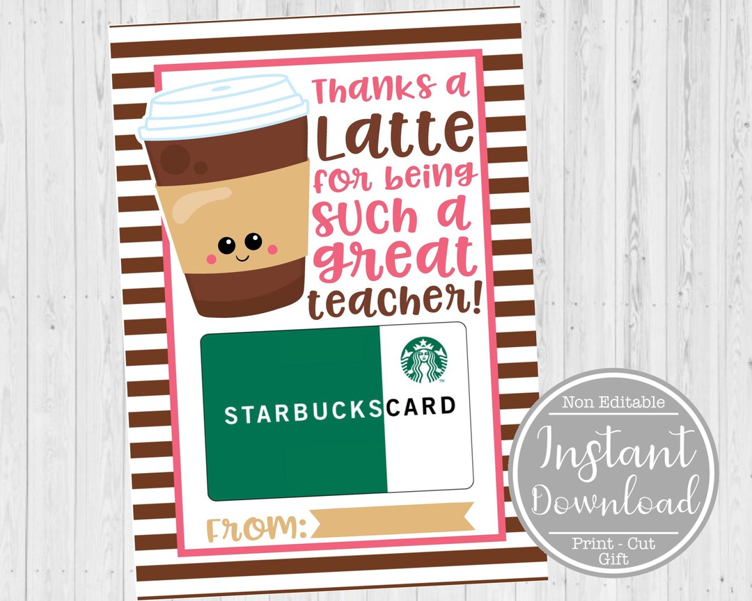 INSTANT DOWNLOAD -5x7 Teacher Appreciation Gift Card Printable ...